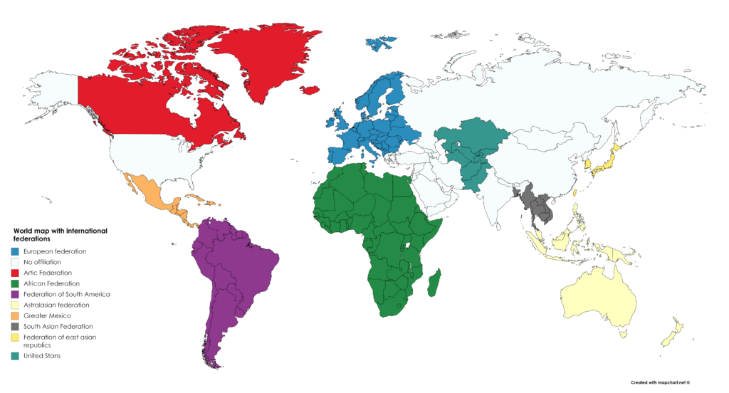 Map : A map of the world as 9 federations and a bunch of single nations ...