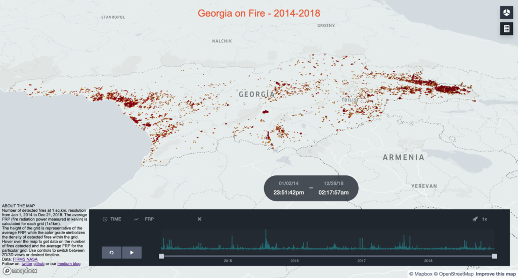Map : Georgia active fires visualization tool built with Kepler.gl ...