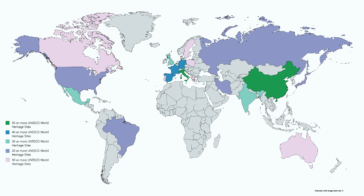 Map : Countries with the most UNESCO World Heritage Sites – Infographic ...