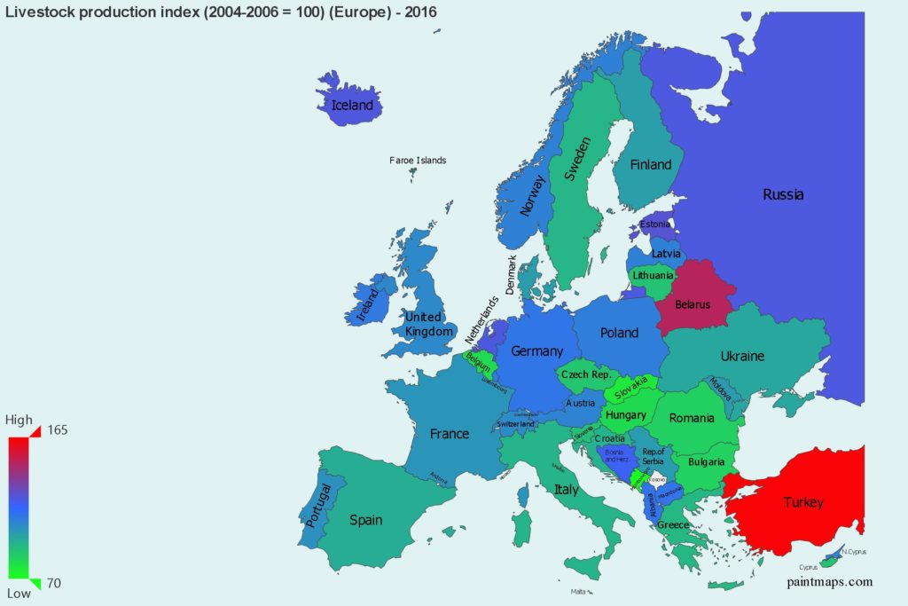 Map : Livestock production index (Europe) – Infographic.tv – Number one ...