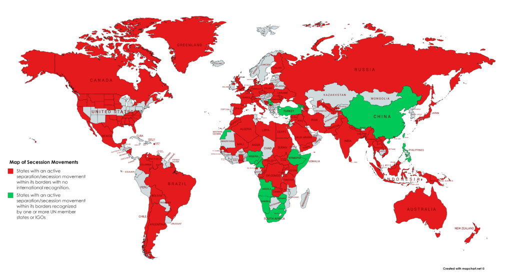 Map : Every country on Earth with an active secession/separation ...