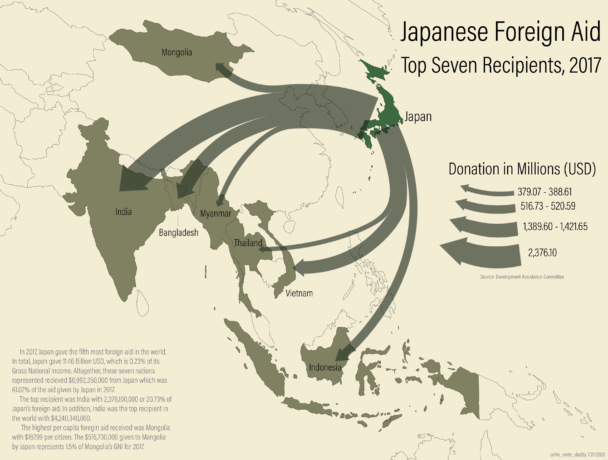 Map : [OC] Japan Foreign Aid – Infographic.tv – Number one infographics ...