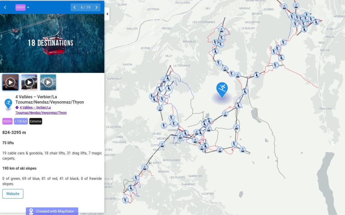Map : The interactive map shows the Top 100 biggest ski resorts in ...