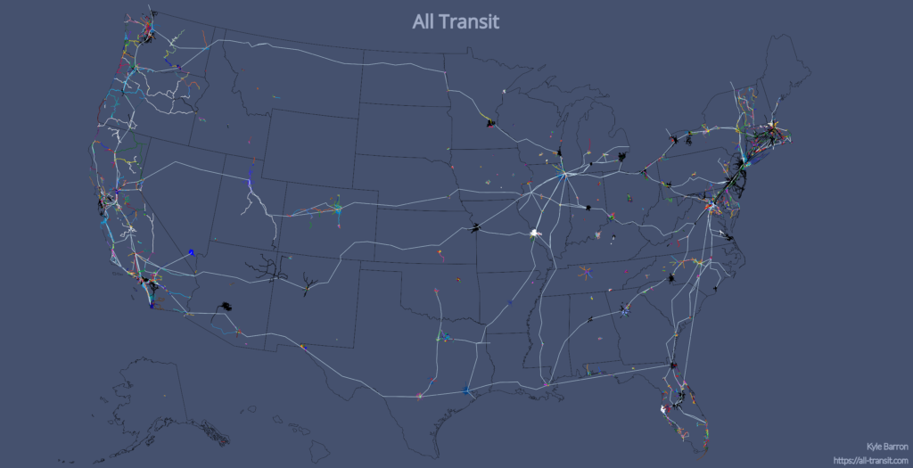 Map : All public transit routes in the U.S. – Infographic.tv – Number ...