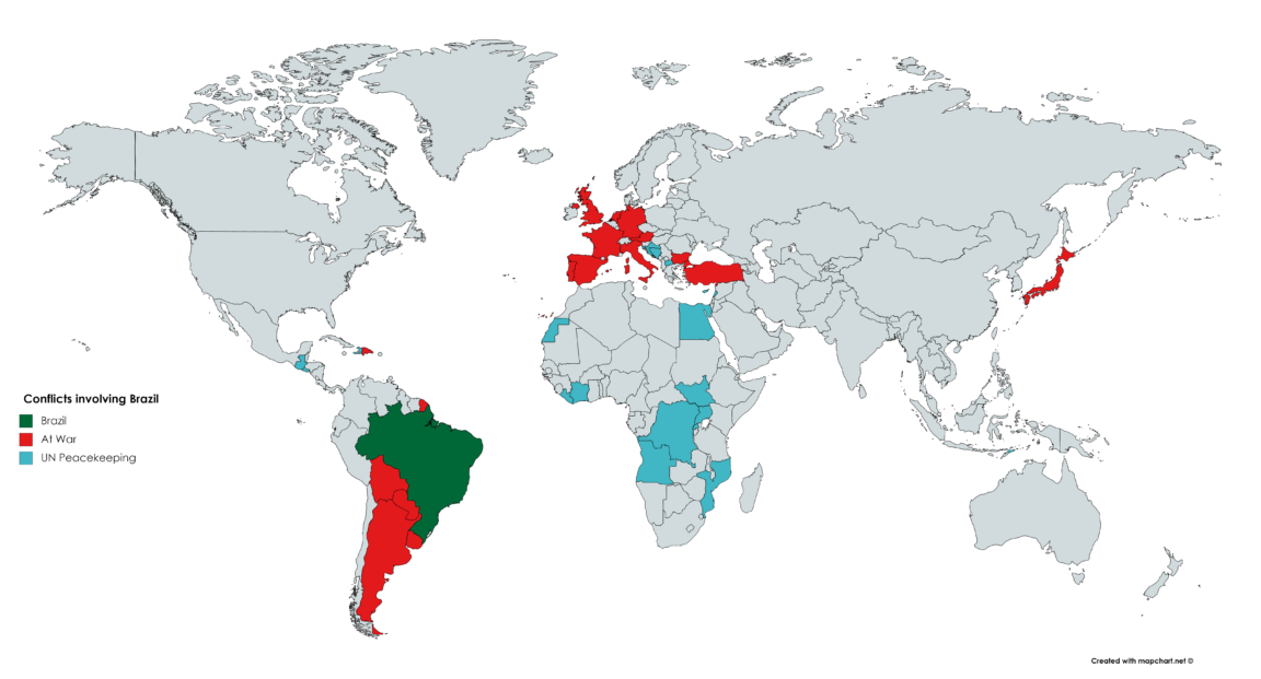 Map : I made a map about the countries that were at war with Brazil ...