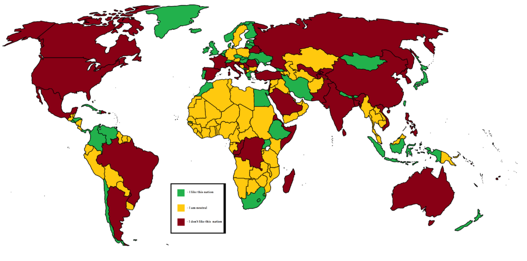 Map : I’ve made a map that shows which countries I don’t/do like ...