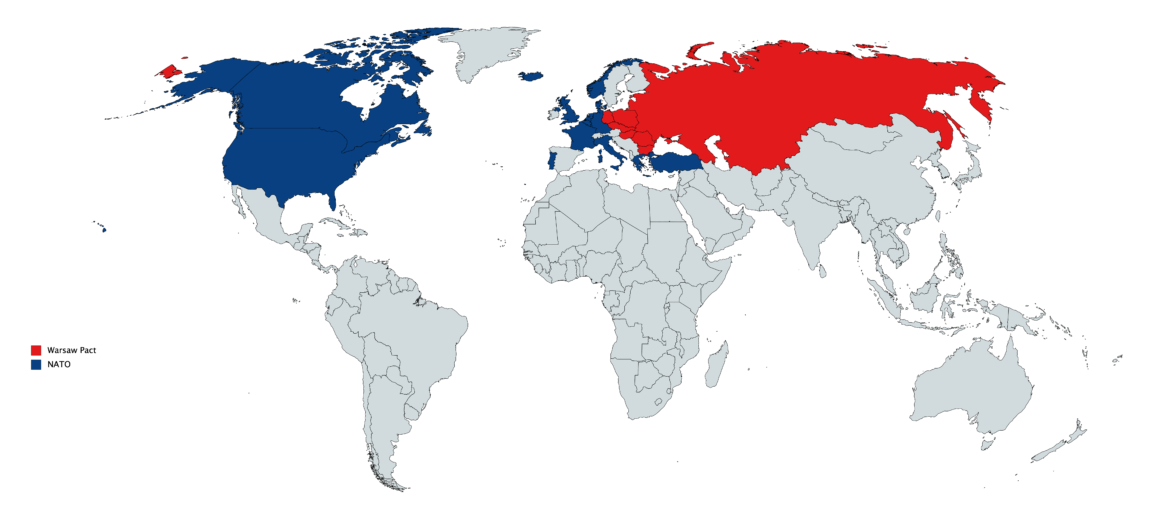 Map : Members of NATO and the Warsaw Pact in 1979 (Cold War ...