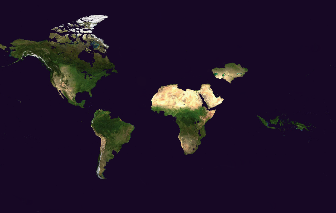 Map : The world but every country with a lack of straight borders is ...