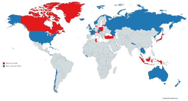 Map : 2 of the most popular flag colour mixes. (the colours on coat of ...