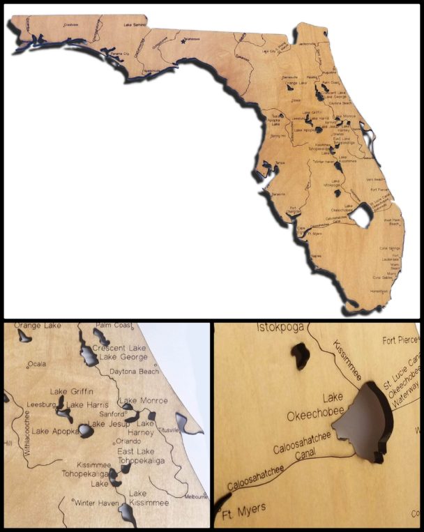 Map : I made a wood burnt map of Florida using OSM data. Included Major ...